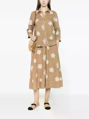 ROSSO 35 Floral-embroidered Midi Skirt