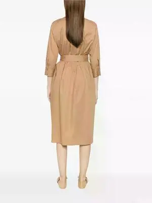 ROSSO 35 Leaf-motif Belted Shirt Dress