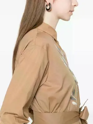 ROSSO 35 Leaf-motif Belted Shirt Dress