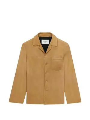 Saint Laurent Front-pocket Collared Leather Jacket - Neutrals