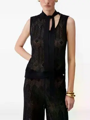 Liu Jo Openwork Bow-collar Knit Top