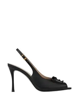 POTAMY Bow-detail Peep-toe Pumps - Black
