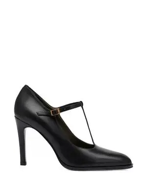 POTAMY T-strap Leather Pumps - Black