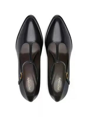 POTAMY T-strap Leather Pumps