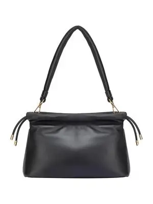 POTAMY Drawstring Leather Shoulder Bag - Black