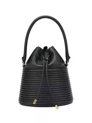 POTAMY Drawstring Ribbed Leather Bucket Bag
