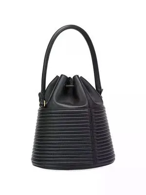 POTAMY Drawstring Ribbed Leather Bucket Bag