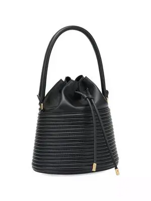 POTAMY Drawstring Ribbed Leather Bucket Bag