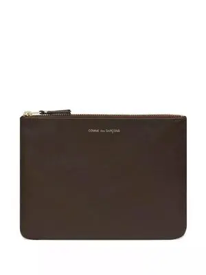 Comme Des Garçons Zip Logo Wallet - Brown