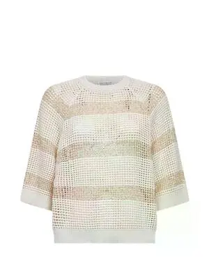 BRUNELLO CUCINELLI Sequin Embroidered Striped Sweater