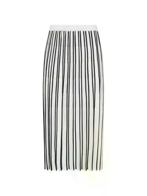 BLANCA VITA Ribbed Pleated Midi Skirt - Neutrals