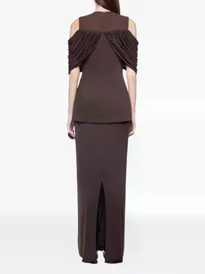 CHATS BY C.DAM Vivien Draped Maxi Dress - Brown