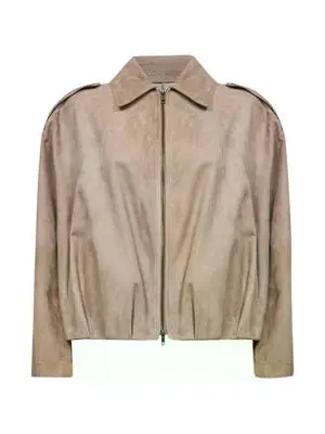 SALVATORE SANTORO Gathered Leather Jacket - Neutrals