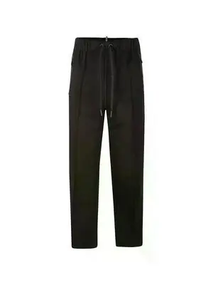 Moncler Drawstring Zip-detail Cotton Trousers - Black