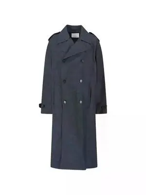THE FRANKIE SHOP Bleecker Double-breasted Plaid Trench Coat - Grey