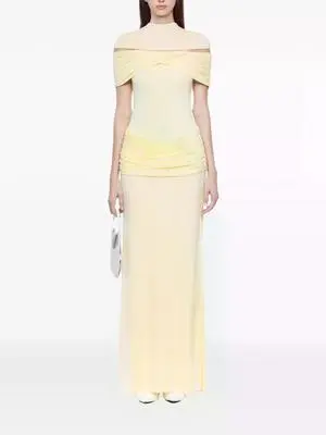 CHATS BY C.DAM Marlene Draped Maxi Dress - Yellow
