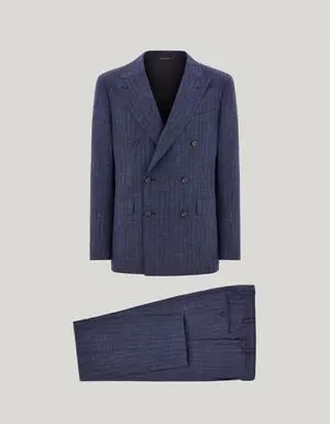 Canali Wool, Silk And Linen Double-breasted Modern-fit Pinstripe Suit - Blue