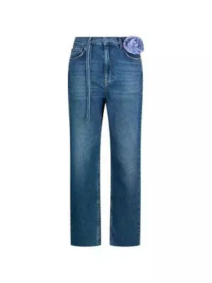 Liu Jo Frayed-hem Belted Straight-leg Jeans - Blue