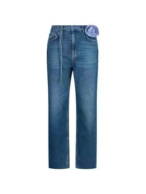 Liu Jo Frayed-hem Belted Straight-leg Jeans - Blue