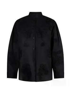 Liu Jo Embroidered Mandarin-collar Shirt - Black