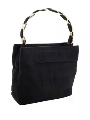 FERRAGAMO 1990-2000 Nylon Tiered Grosgrain Vara Satchel