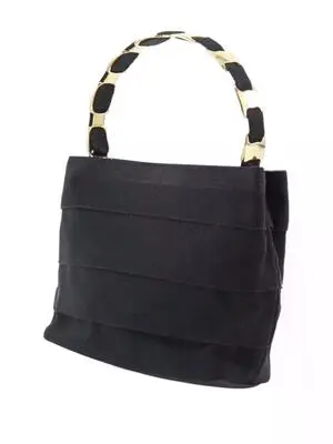 FERRAGAMO 1990-2000 Nylon Tiered Grosgrain Vara Satchel