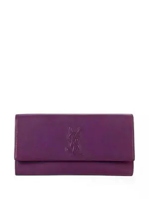 Saint Laurent Belle De Jour Flap Leather Clutch Bag - Purple