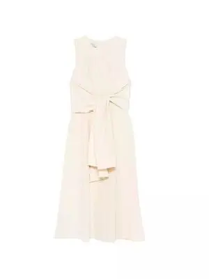 ROSSO 35 Bow-belted Midi Dress - Neutrals
