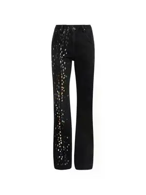David Koma Speckled Foil Straight Leg Jeans - Black