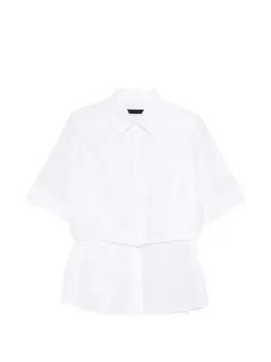 JUUN.J Stripe Gathered Shirt - White