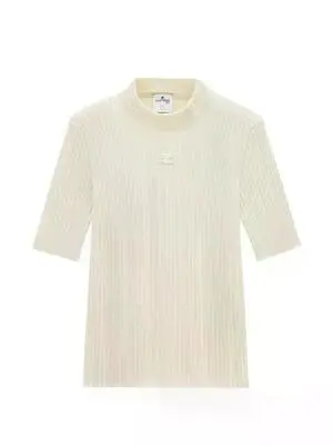 COURREGES Logo-patch Ribbed Sweater - Neutrals