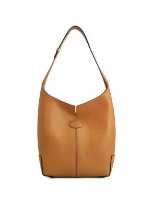TOD'S Small Folio Leather Shoulder Bag - Brown