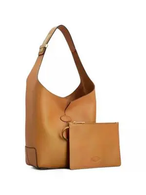 TOD'S Small Folio Leather Shoulder Bag - Brown