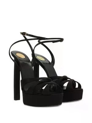 Saint Laurent 110mm Chandelle Strappy Platform Sandals - Black