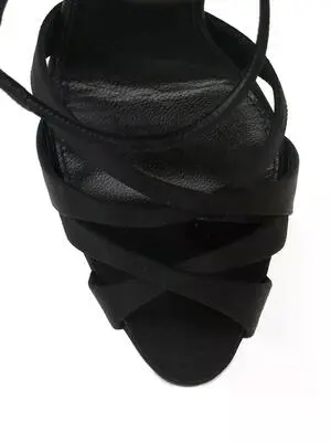 Saint Laurent 110mm Chandelle Strappy Platform Sandals - Black