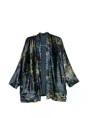 YAVI Floral Velvet Jacket - Blue