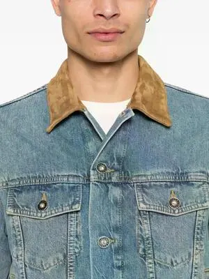 Jacob Cohen Leather-collar Jacket - Blue