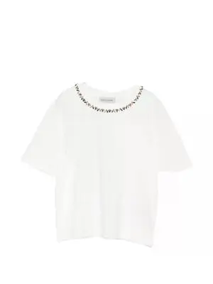 ERMANNO FIRENZE Embellished Crew-neck T-shirt - White