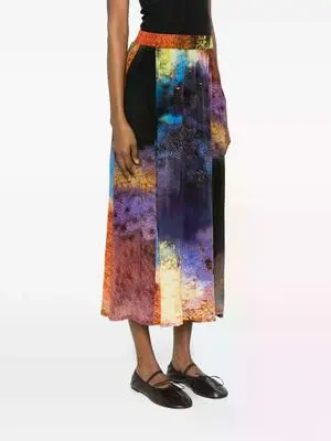 YAVI Panelled Printed Midi Skirt