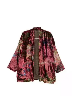 YAVI Floral Velvet Jacket - Red