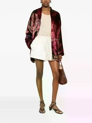 YAVI Floral Print Velvet Jacket
