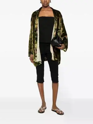 YAVI Floral Print Velvet Jacket