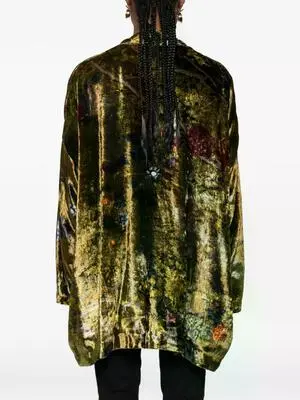 YAVI Floral Print Velvet Jacket