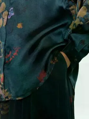 YAVI Floral Pleated Midi Skirt