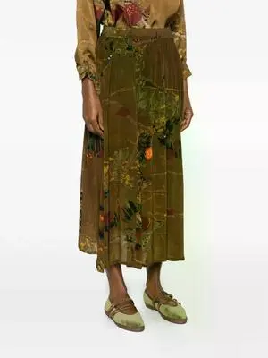 YAVI Floral Print Pleated Skirt