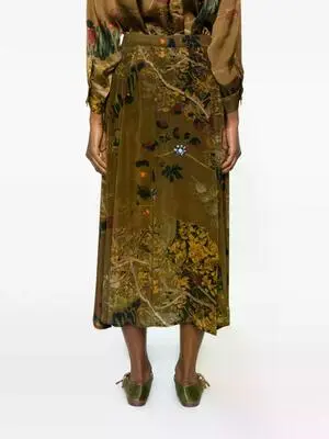 YAVI Floral Print Pleated Skirt