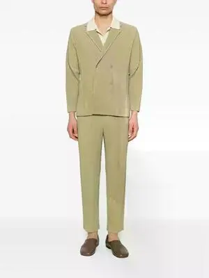 Issey Miyake Pleated Tapered Trousers - Green