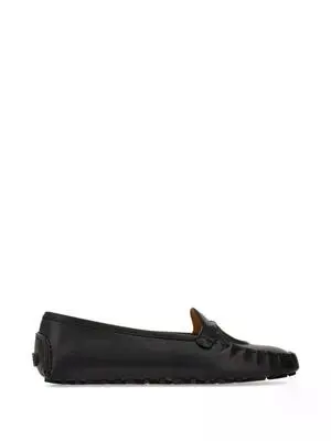 FERRAGAMO Gancini Detail Driver Loafers - Black