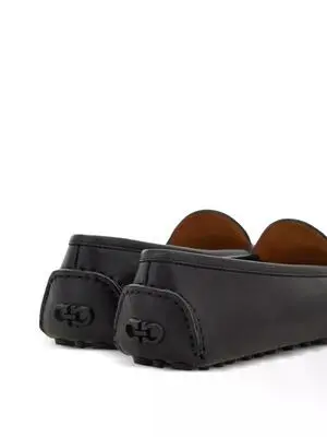 FERRAGAMO Gancini Detail Driver Loafers - Black