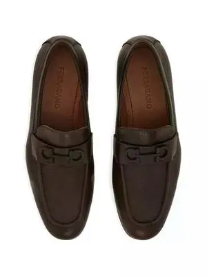 FERRAGAMO Loafers With Gancini Buckle - Brown